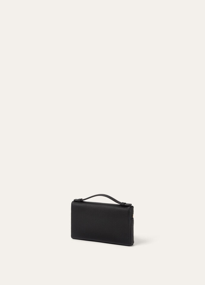 Extra Pocket Mini Pouch Grained Calfskin Black/Sun Gold Extra Pocket Mini Pouch Grained Calfskin Black/Sun Gold