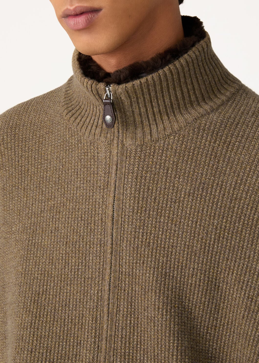 Alpe Bomber Jumper Baby Cashmere Coarsehair® Tundra Melange | Loro Piana CC